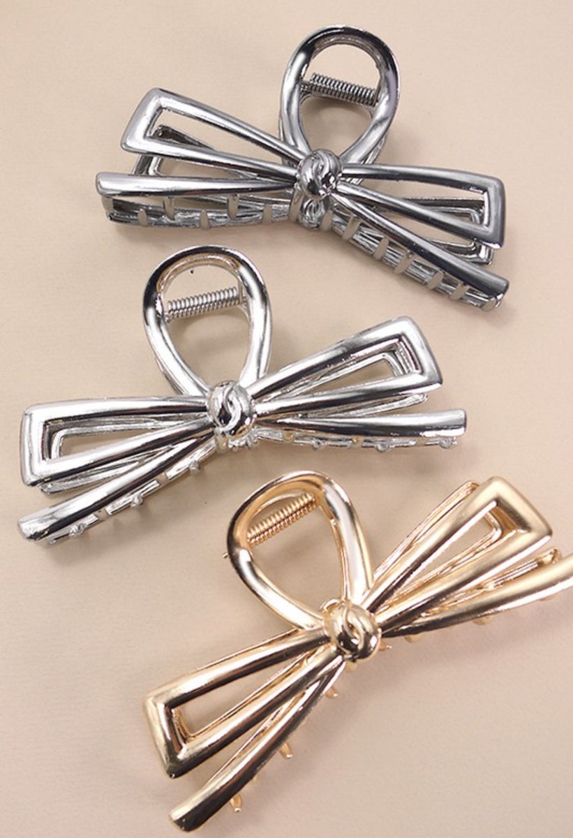 Jumbo Metallic Bow Claw Clip – Unique Designs